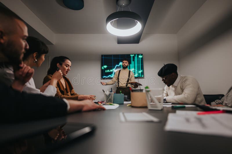 Business Team Collaborating during a Presentation in a Modern Office ...