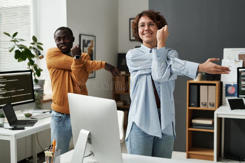 Colleagues Having Sports Break at Office Stock Image - Image of ...