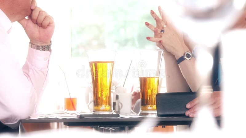 Colleagues Having Table Conversation at the Restaurant Stock Photo ...