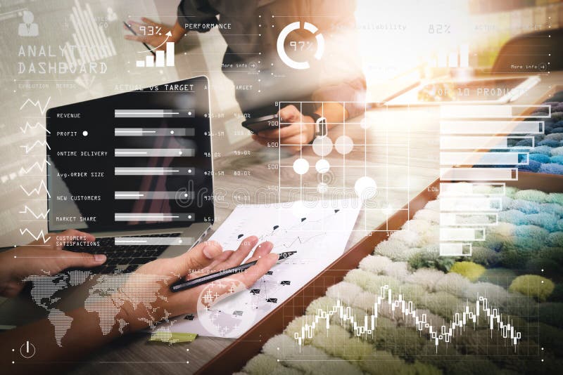 Colleagues Interior Designers Discussing Data with New Modern Co Stock ...