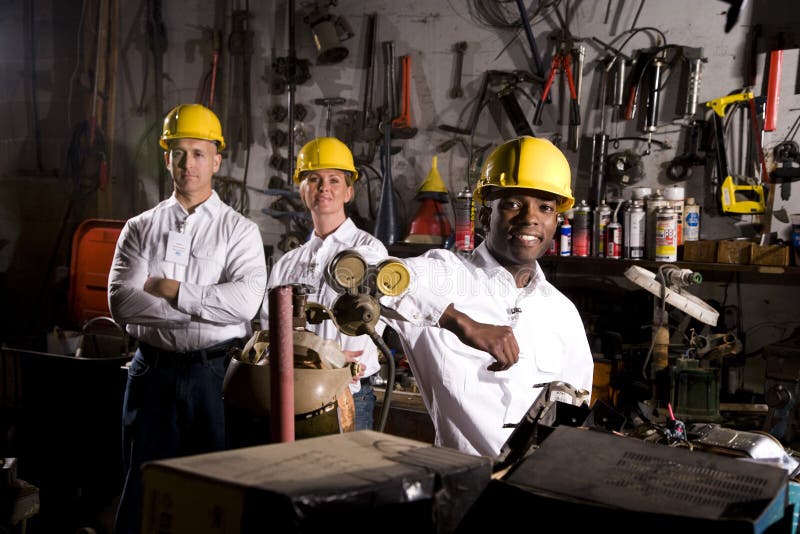 Colleagues in Office Maintenance Area Stock Image - Image of repair ...