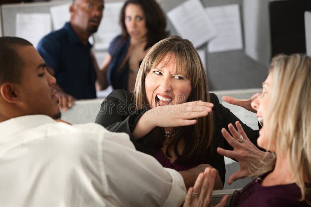 Colleagues Quarrel stock image. Image of five, lady, female - 19769649