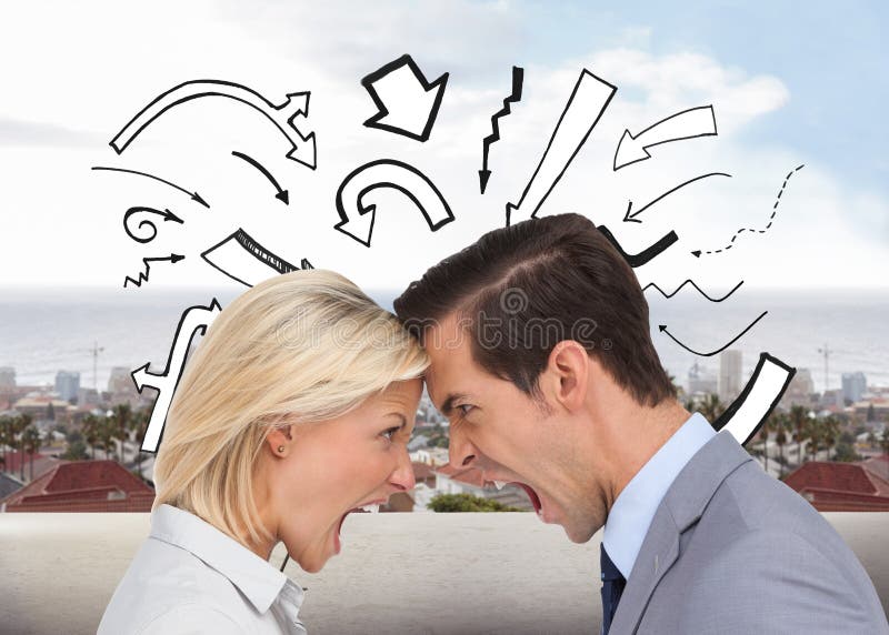 Colleagues Quarreling Head Against Head Stock Photo - Image of ...