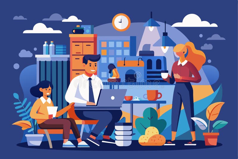 Colleagues Relax after Work, Enjoying Snacks and Drinks in a Cozy ...