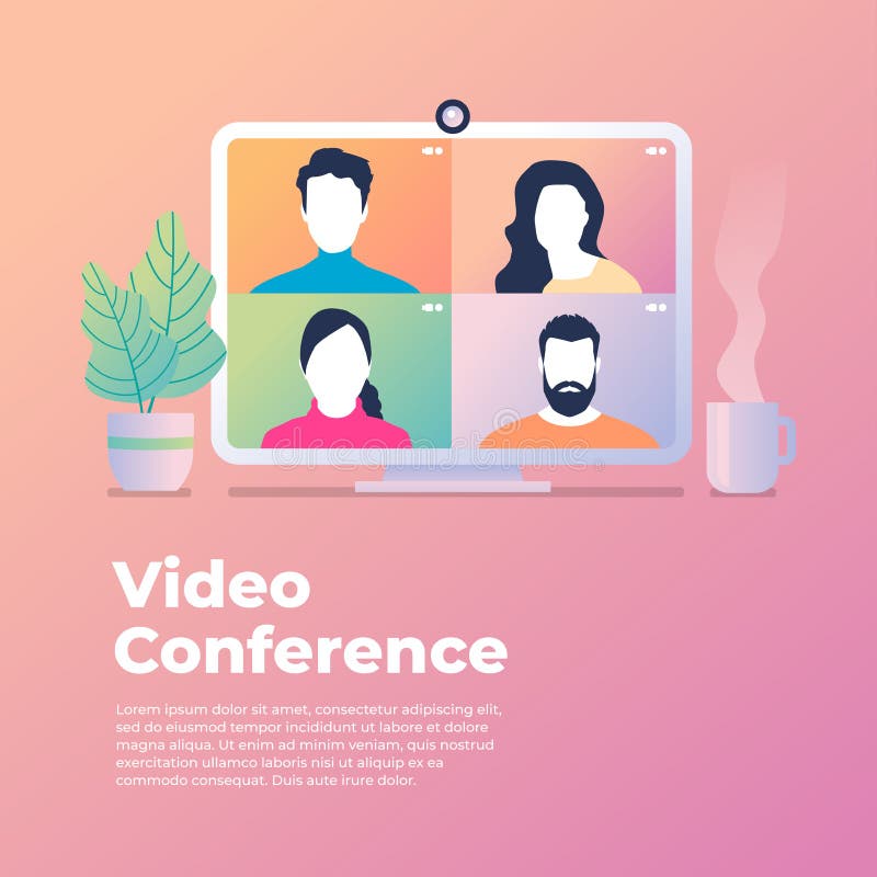 Colleagues Talk To Each Other on the Computer Screen. Conference Video ...