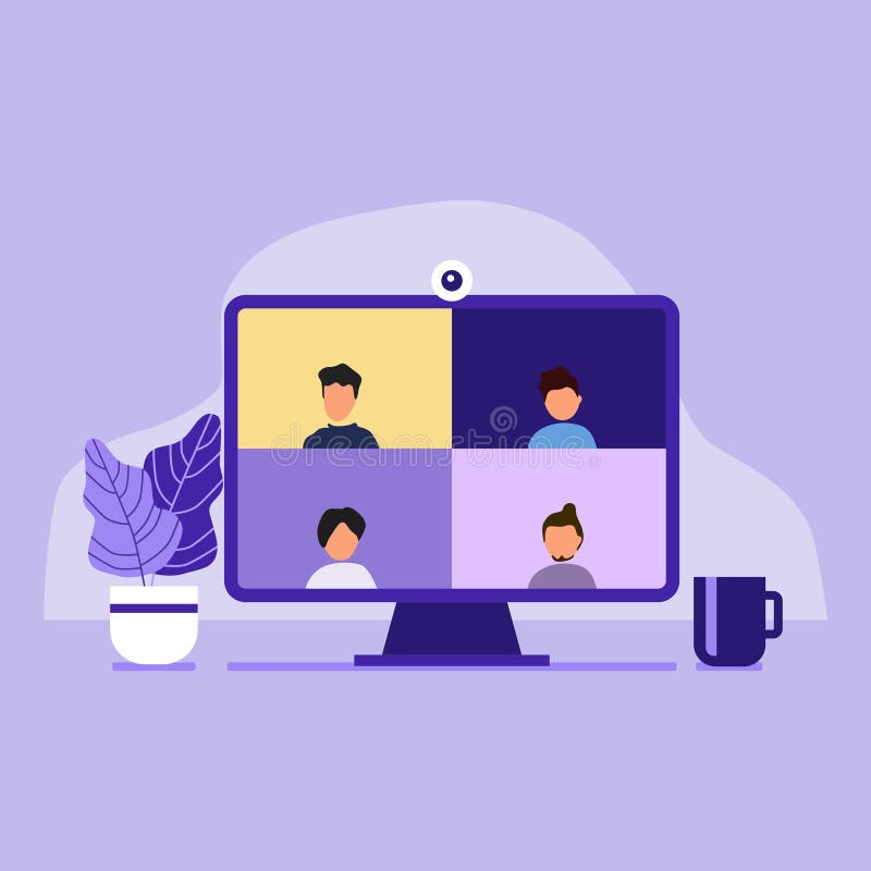 Colleagues Talk To Each Other on the Computer Screen. Conference Video ...