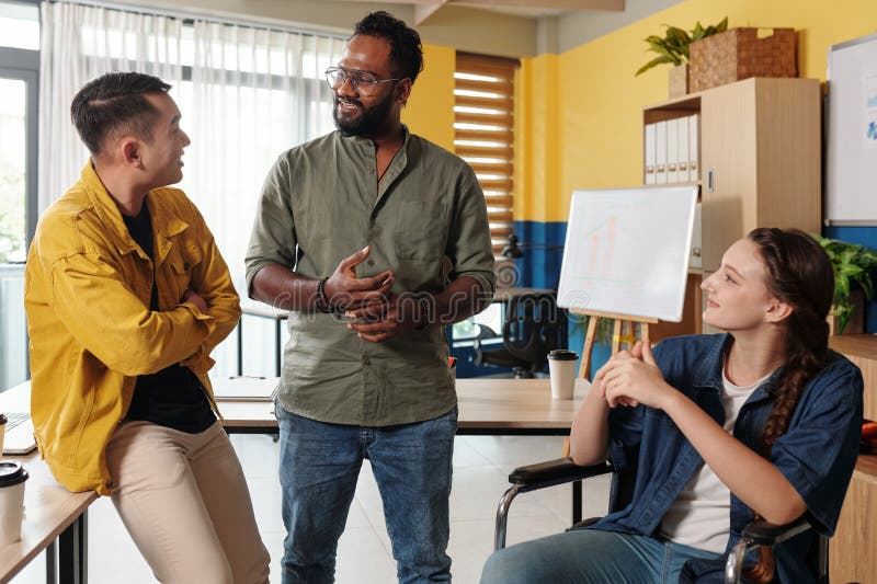 Colleagues Talking after Work Stock Image - Image of mobility, office ...