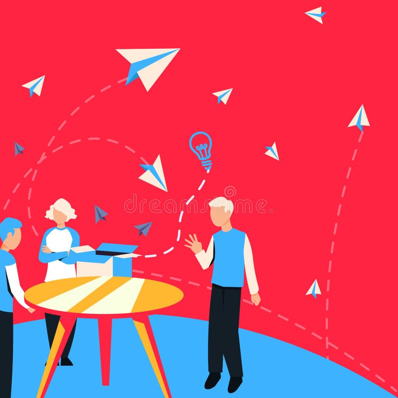 Colleagues Thinking New Innovative Ideas Around Table. Three People ...