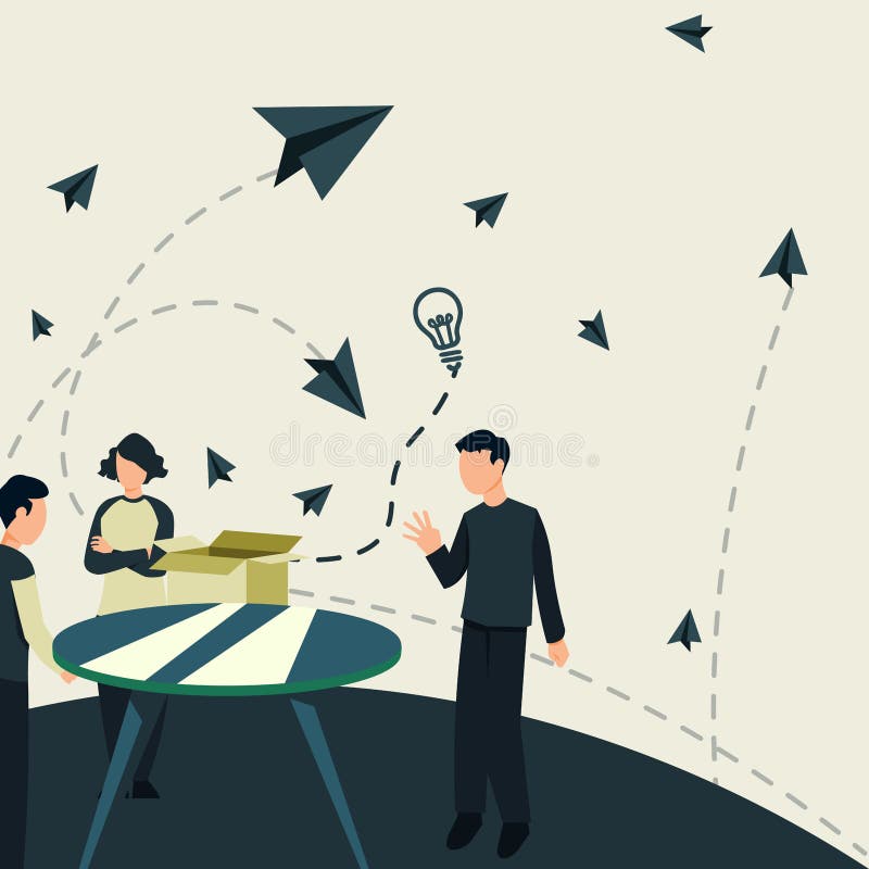 Colleagues Thinking New Innovative Ideas Around Table. Three People ...