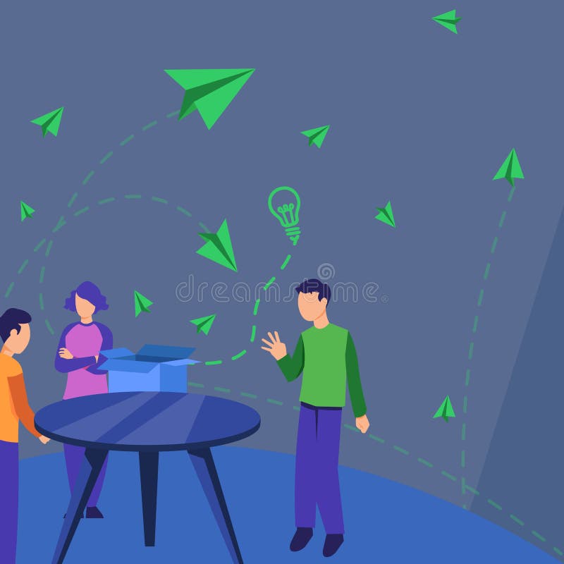 Colleagues Thinking New Innovative Ideas Around Table. Three People ...