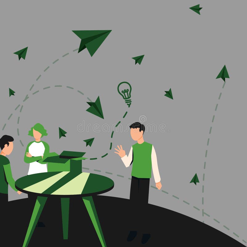 Colleagues Thinking New Innovative Ideas Around Table. Three People ...