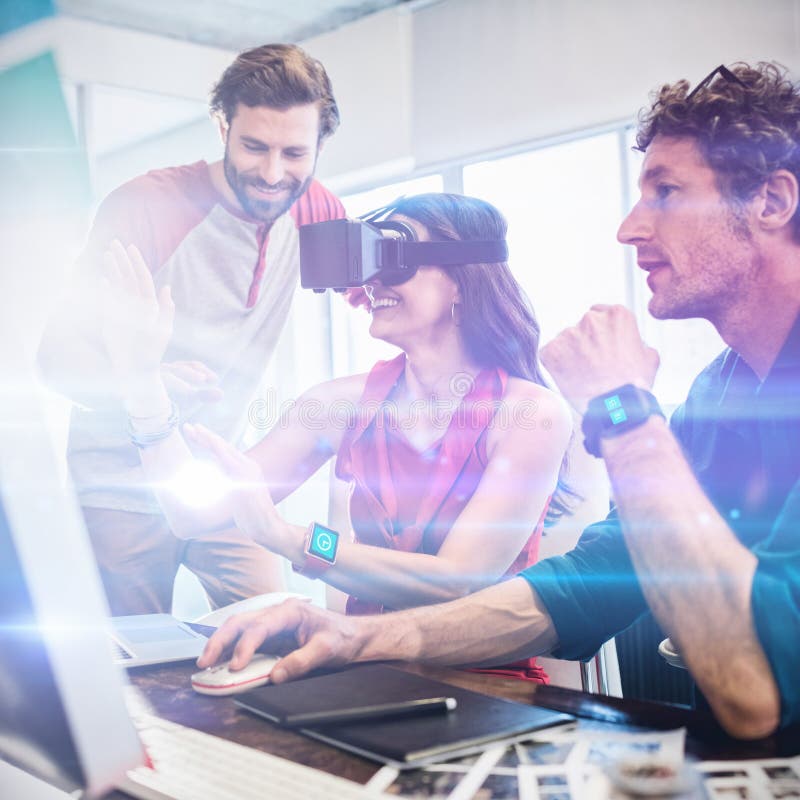 Colleagues Using Technology Stock Image - Image of clothing, equipment ...