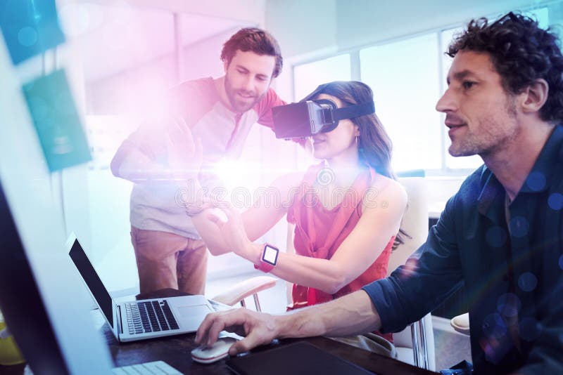 Colleagues Using Technology Stock Illustration - Illustration of ...