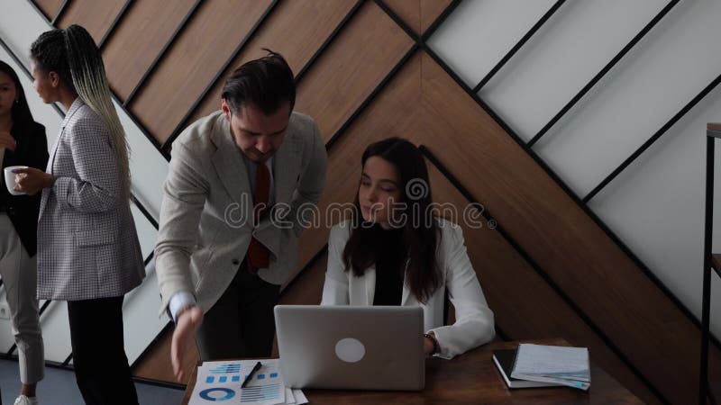 Colleagues Work and Communicate in an Open Space Office Stock Video ...