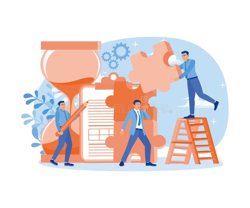 Colleagues Work Together To Plan a New Business Strategy. Stock Vector ...