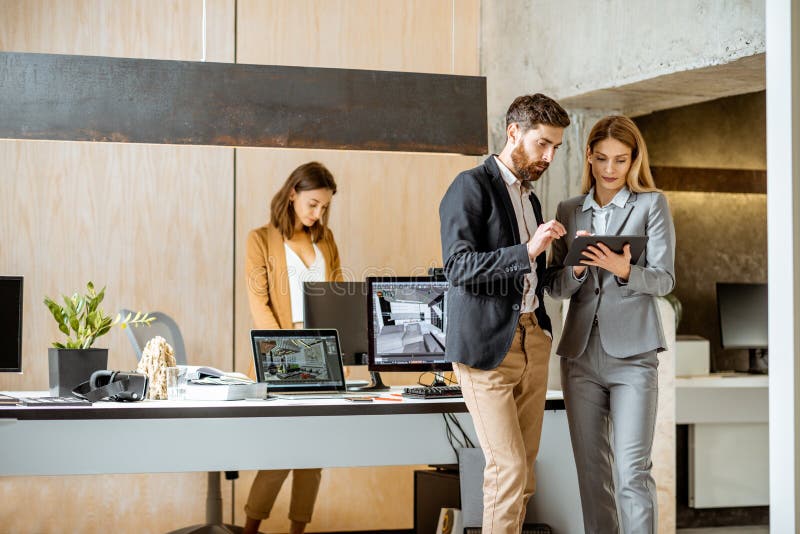 Colleagues Working at the Architectural Bureau Stock Image - Image of ...