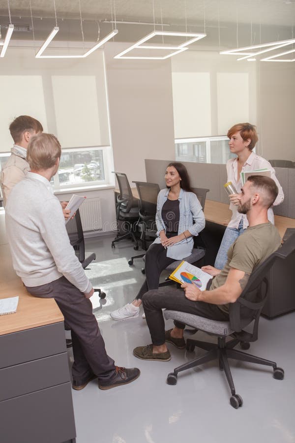 Colleagues Working in Open Space Office Stock Photo - Image of ...