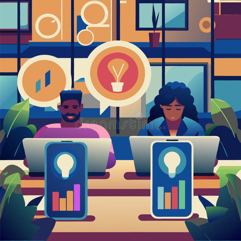 Colleagues Working on a Project Image. Team Work. Cartoon Style Stock ...