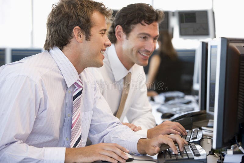 Working business men stock photo. Image of handsome, reading - 3131518