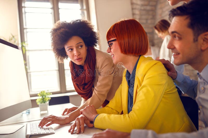 Colleagues Working in Touristic Agency Stock Photo - Image of agency ...