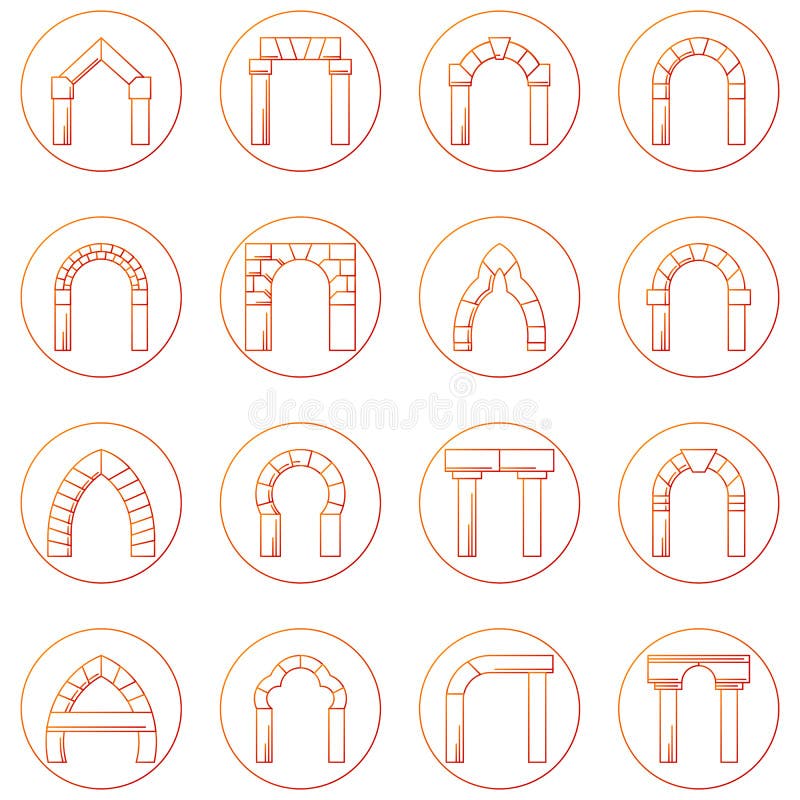 Collecion Delle Icone Di Schizzo Dei Tipi Differenti Arco Illustrazione ...