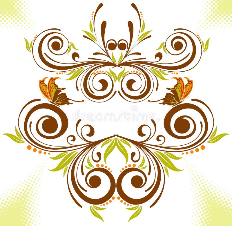 Border Flower Orange Scroll Stock Illustrations – 630 Border Flower ...