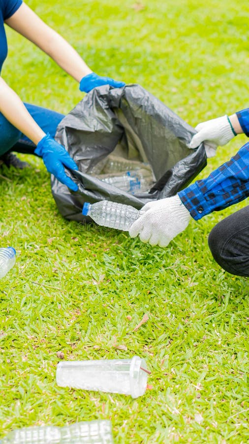 Collect Garbage in the Ecological Group Park. Concept of Environmental ...