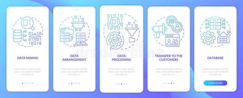 Collect And Processing Data Blue Gradient Onboarding Mobile App Screen