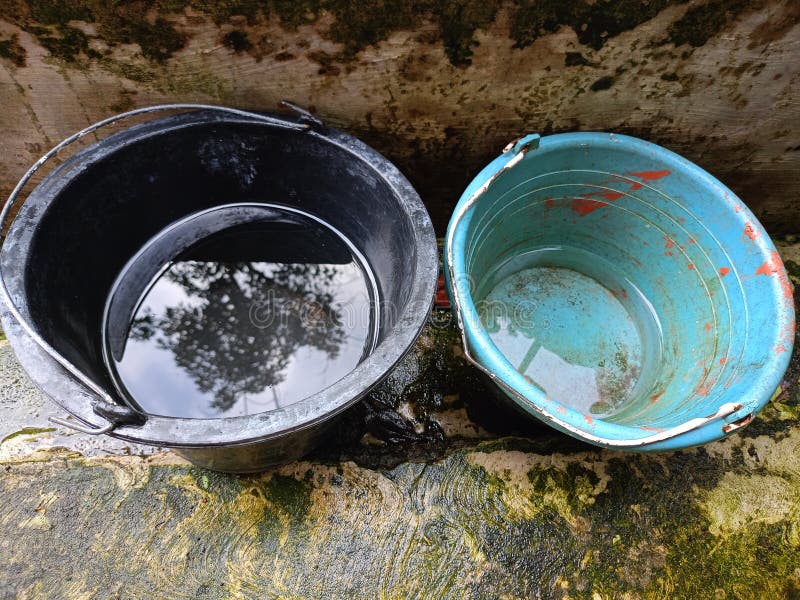 Collect Rainwater Using a Plastic Bucket Stock Image - Image of bucket ...