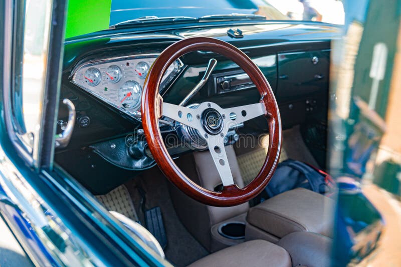 Collectible Chevy Apache Cab Interior and Steering Wheel Close-up ...