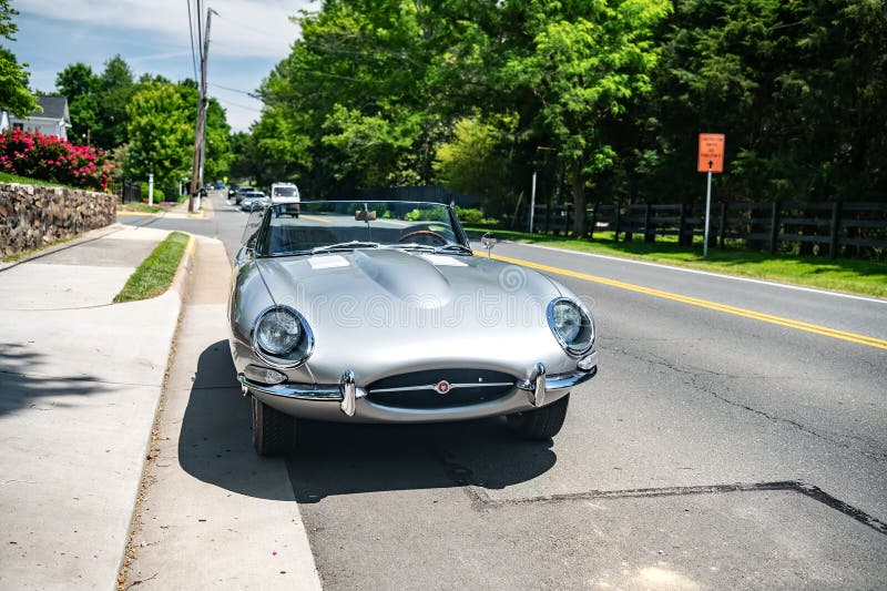 Collectible Convertible Jaguar E Type Parked on the Side of the Road ...