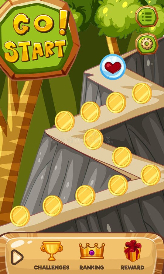 Collecting Coins Platformer Game Template Stock Vector - Illustration ...