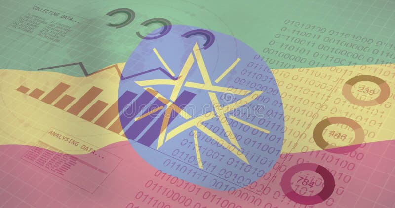 Collecting Data and Binary Coding Image Over Flag of Ethiopia Stock Illustration - Illustration ...