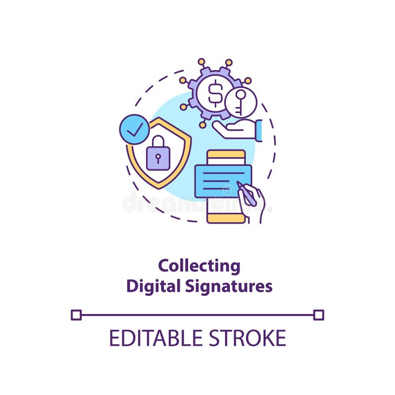 Collecting Digital Signatures Concept Icon Stock Vector - Illustration ...
