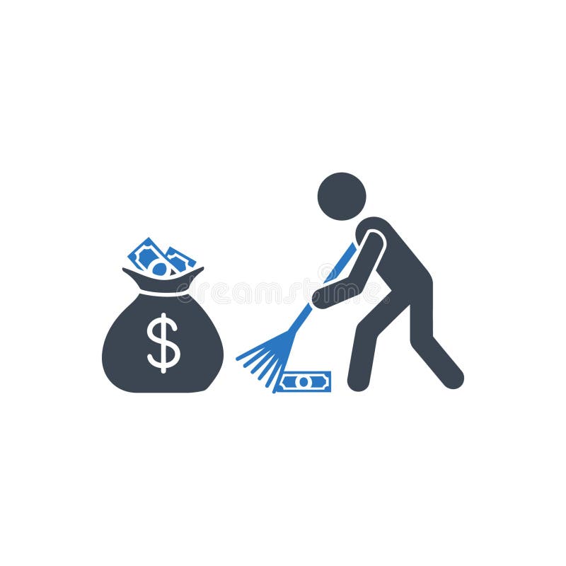 Collecting Money with Rake Icon Stock Illustration - Illustration of ...