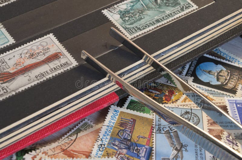 Collecting stamps editorial stock photo. Image of writing - 68243423