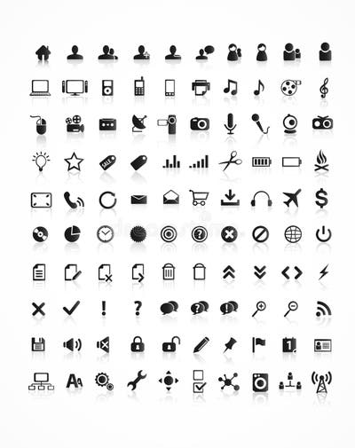 Collection 100 Vector Icons Stock Vector - Illustration of glass ...