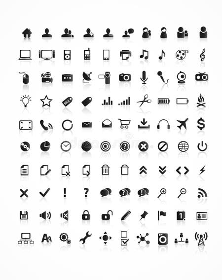 Collection 100 Vector Icons Stock Vector - Illustration of glass ...