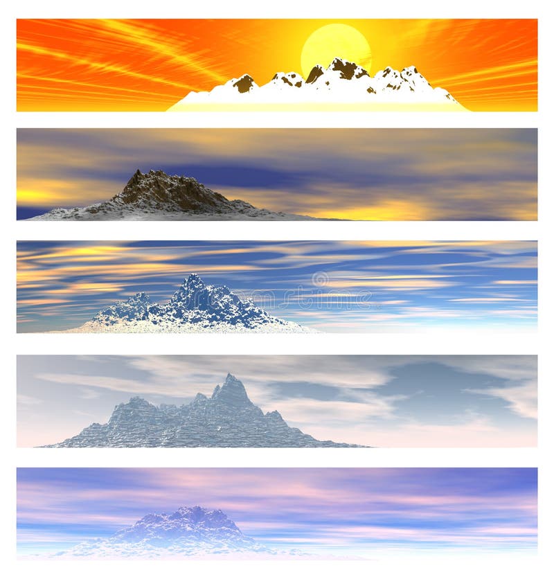 Set of Mountain Range Banners. Vector Illustration in Black and Stock ...