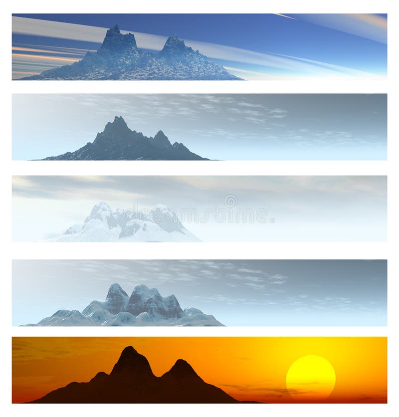 Collection of 5 Mountain Landscape Banners Stock Illustration ...