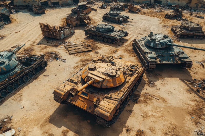 Collection of Abandoned Military Tanks in a Desolate Area Showcasing ...