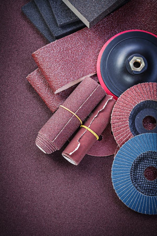Collection of Abrasive Materials on Polishing Paper Top View Stock ...