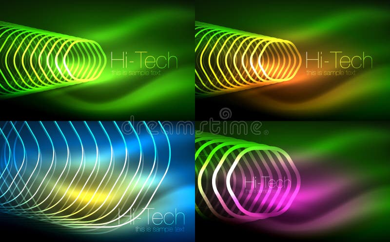 Collection of Abstract Backgrounds, Glowing Outline Repeating Hexagons ...