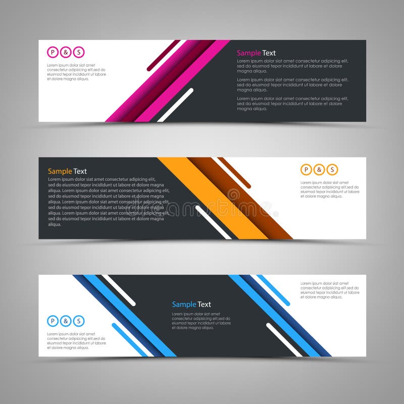 Collection Abstract Banners with Colorful Design Stripes Stock Vector ...