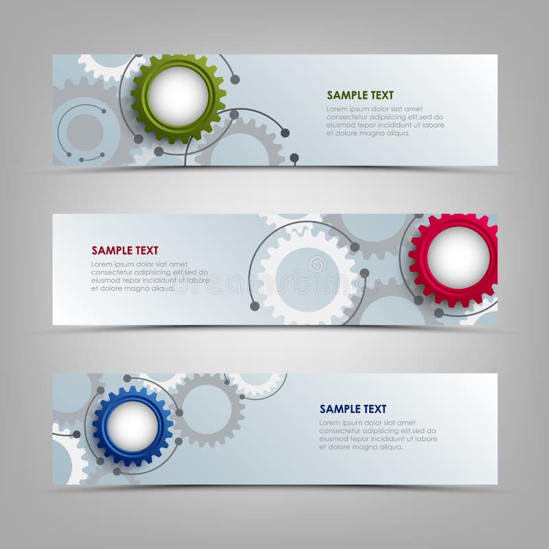 Collection Abstract Banners with Design Gears Template Stock Vector ...