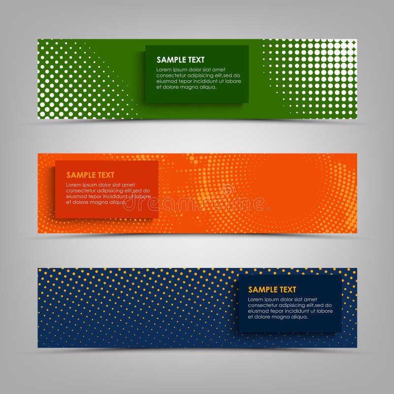 Collection Abstract Banners with Different Halftone Patterns Stock ...