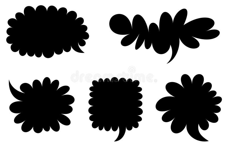 A Collection of Abstract Black Speech Bubble Shapes in Various Designs ...