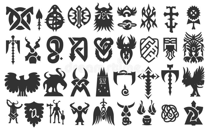 Collection of Abstract Black Symbols and Icons in Various Designs ...