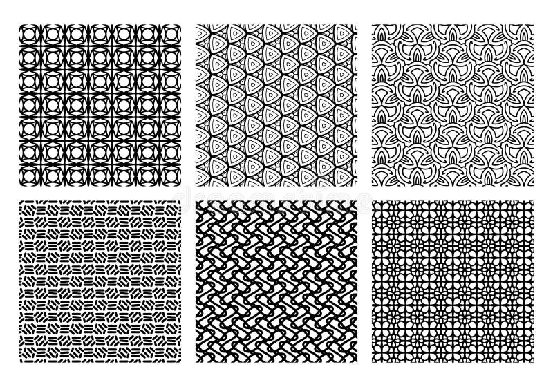 Collection of Abstract Black and White Patterns with Ornaments Stock ...