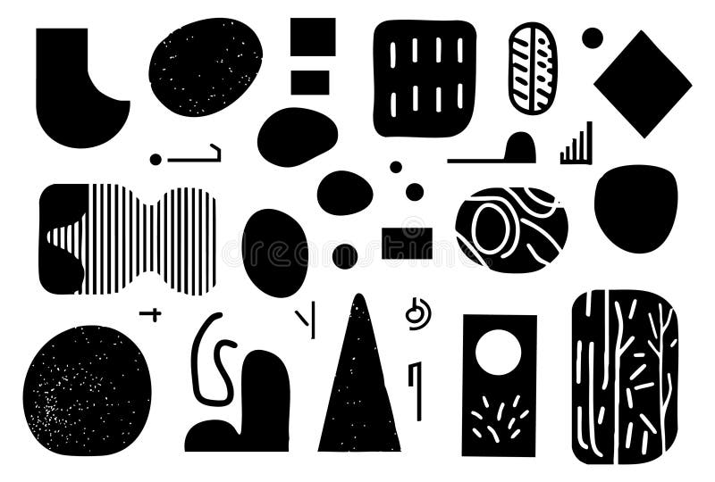 A Collection of Abstract Black and White Shapes and Patterns, Perfect ...